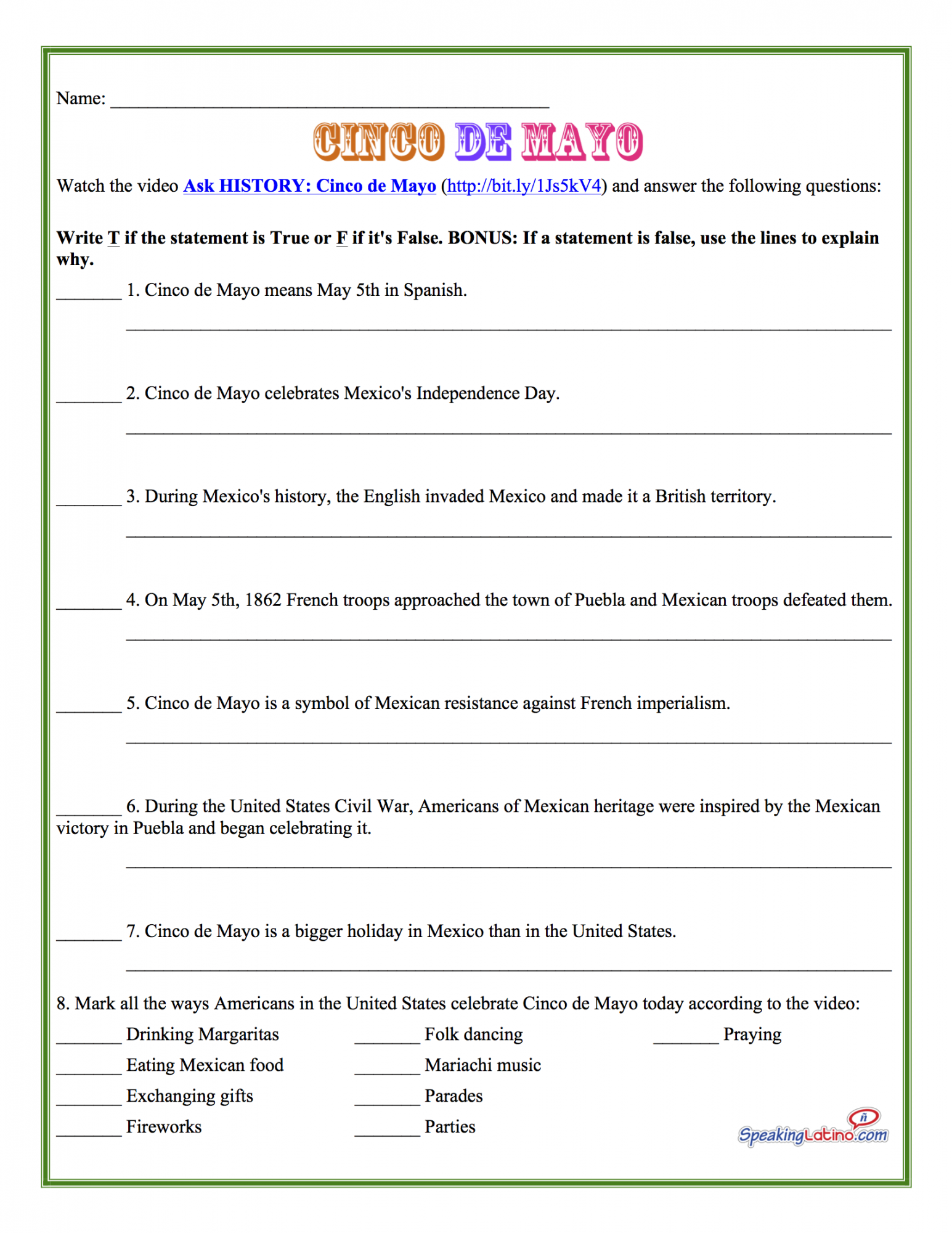 Explain the Cinco de Mayo History to Students in the United States ...