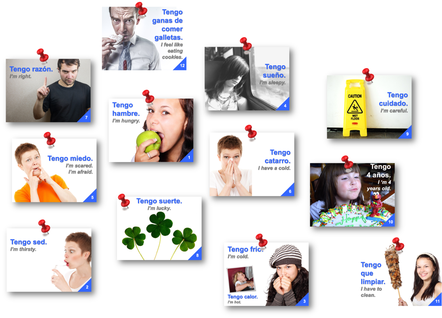 12 Common Spanish Expressions with TENER: Printable Presentation