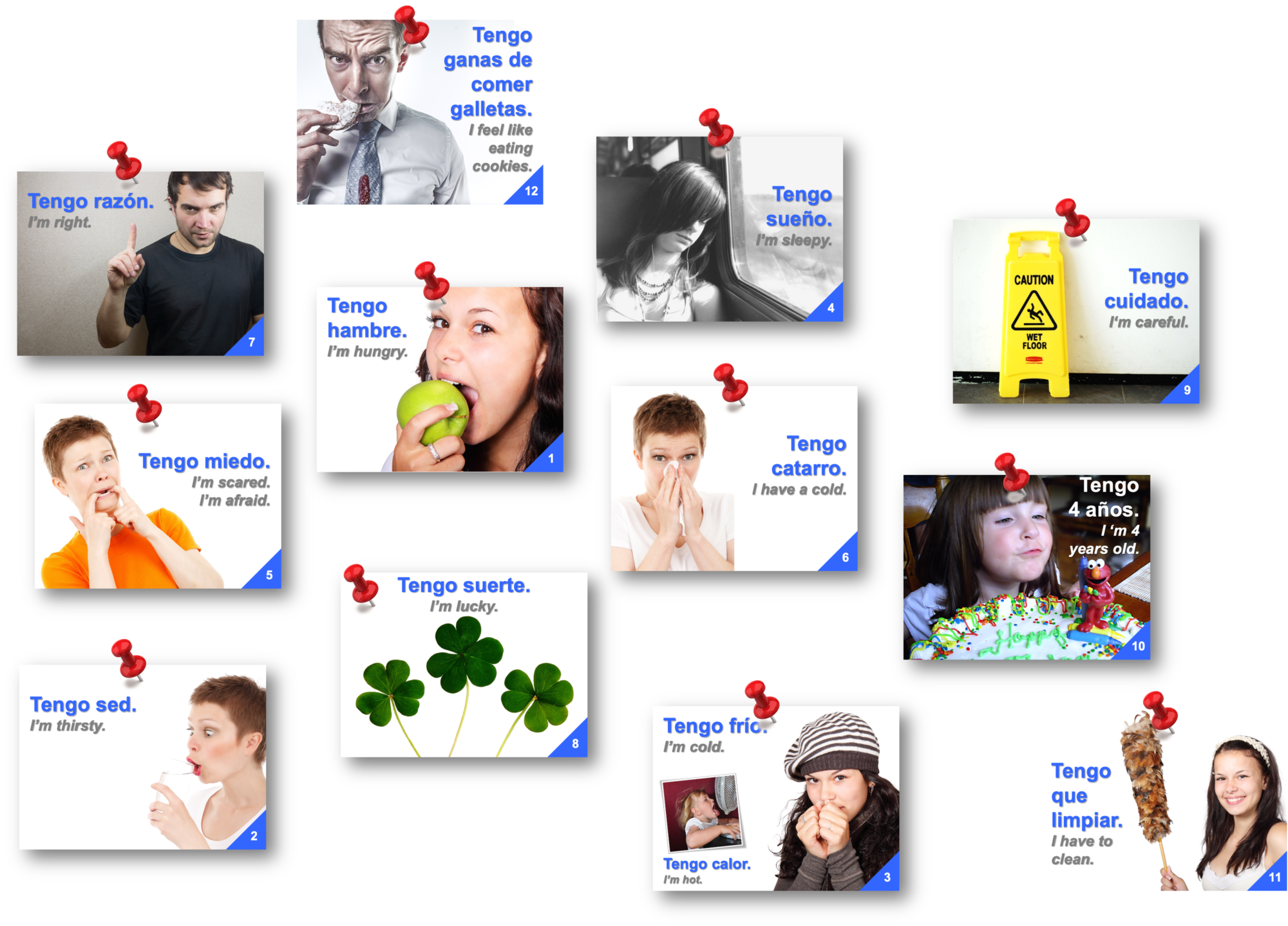 12 Common Spanish Expressions with TENER: Printable Presentation