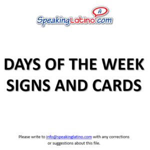 Days of the Week Spanish Lesson Plans and Class Activities